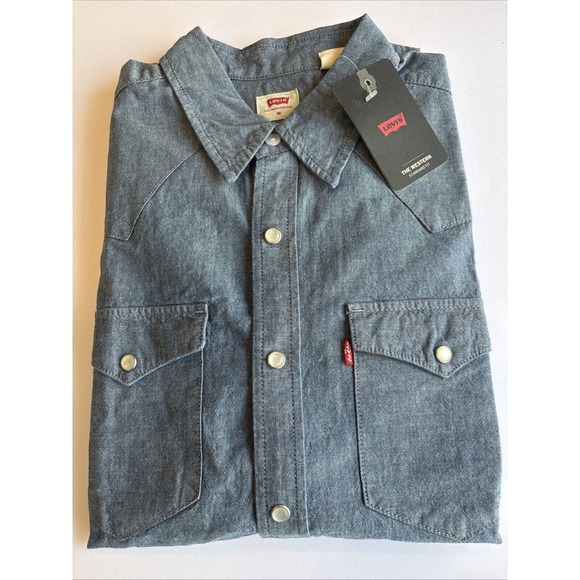 Levi's | Shirts | Levis Denim Chambray Pearl Snap Western Shirt Mens ...